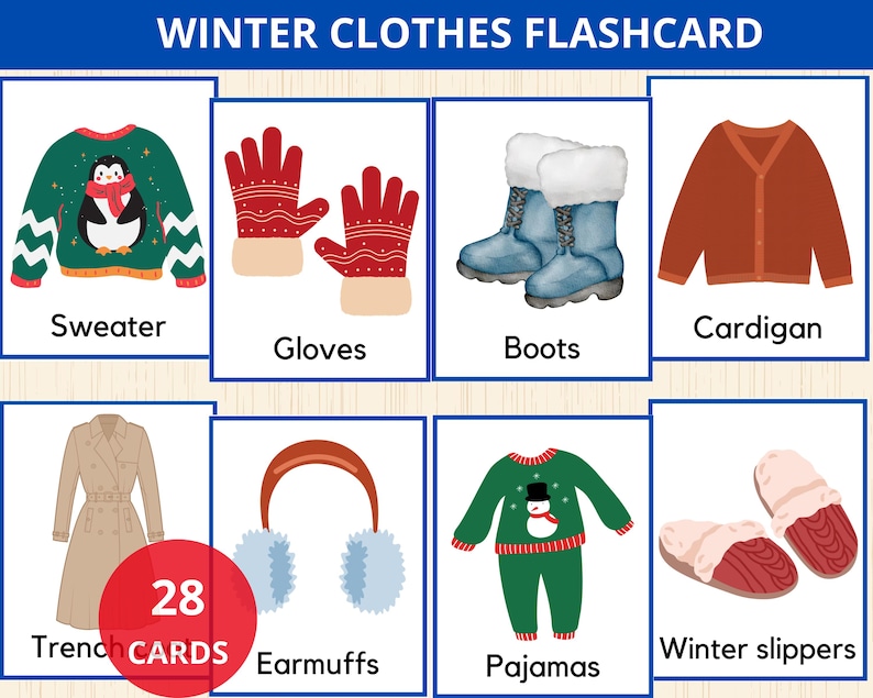 Winter Clothing Flashcard ,winter Clothes Flashcard,winter Vocabulary ...