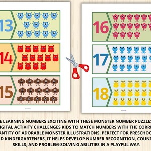 Monster Number Matching Activity,monster Number Match Puzzle,monster ...