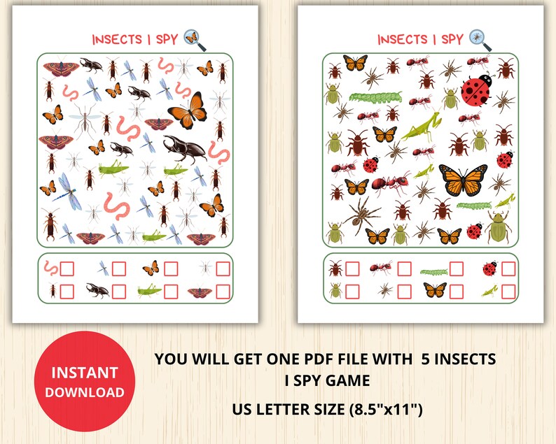 Insect I Spy,spring I Spy,printable Games,look and Find,counting Game ...