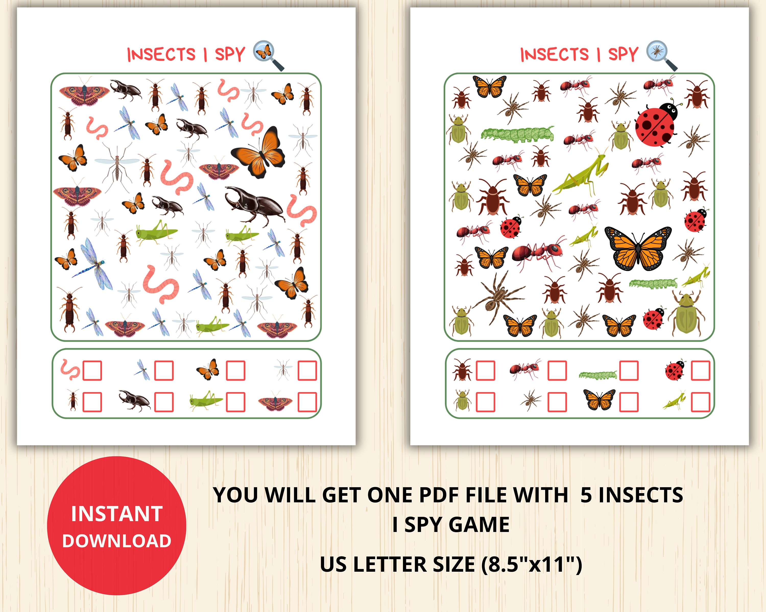 Insect I Spy,spring I Spy,printable Games,look and Find,counting Game ...