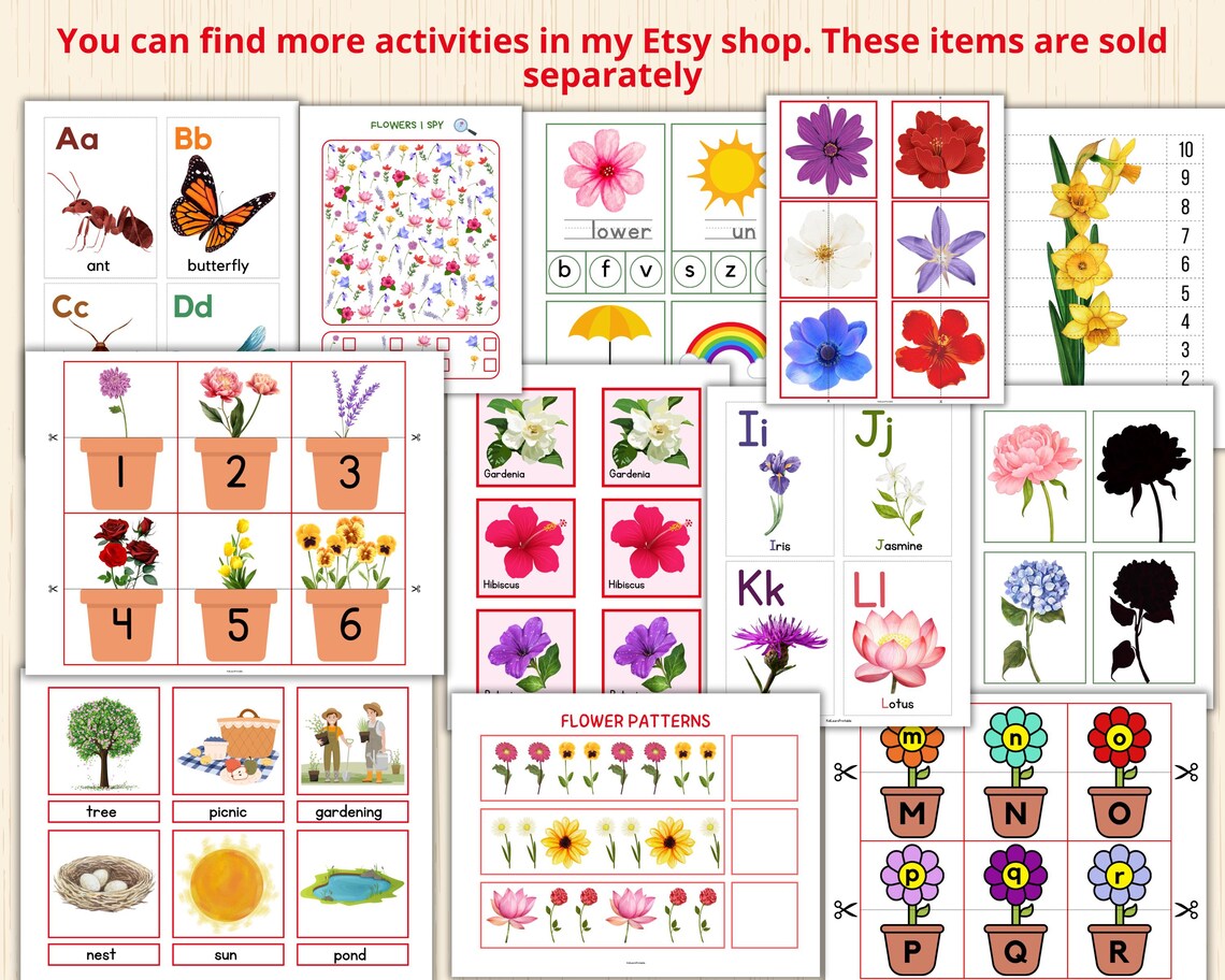 Flower Number Matching,spring Counting Number,spring Preschool Activity ...