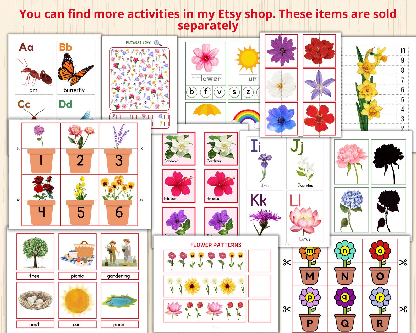 Flower Number Matching,spring Counting Number,spring Preschool Activity ...