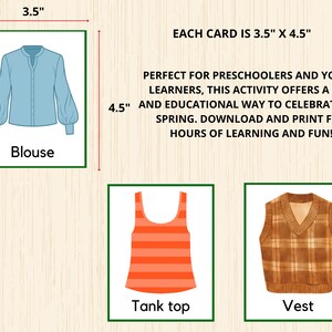 Spring Clothes Flashcards,montessori Clothes,clothing Vocabulary,spring ...