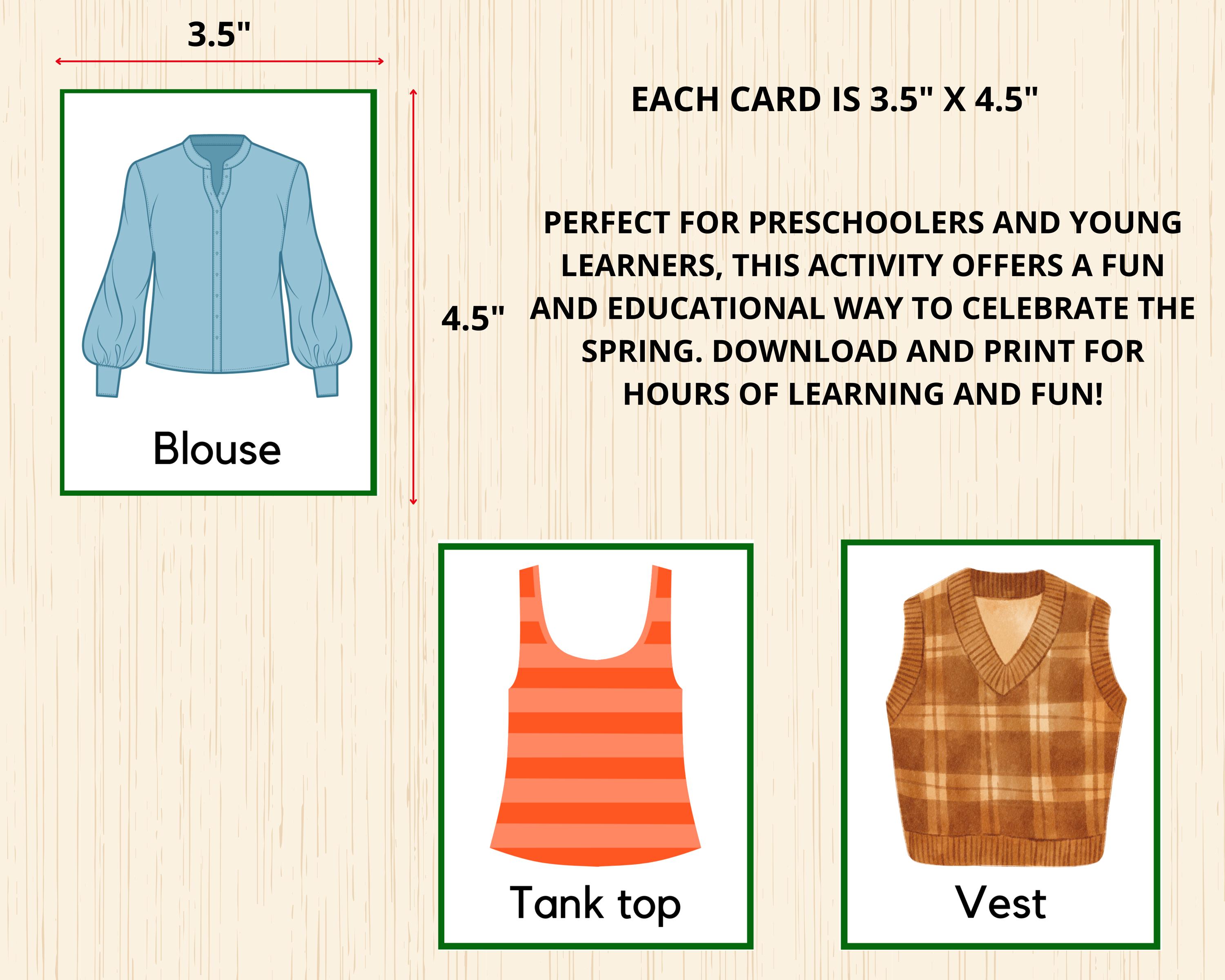 Spring Clothes Flashcards,montessori Clothes,clothing Vocabulary,spring ...
