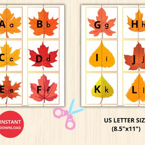Leaf Letter Matching Puzzle,fall Puzzle Pairs,fall Alphabet Match ...