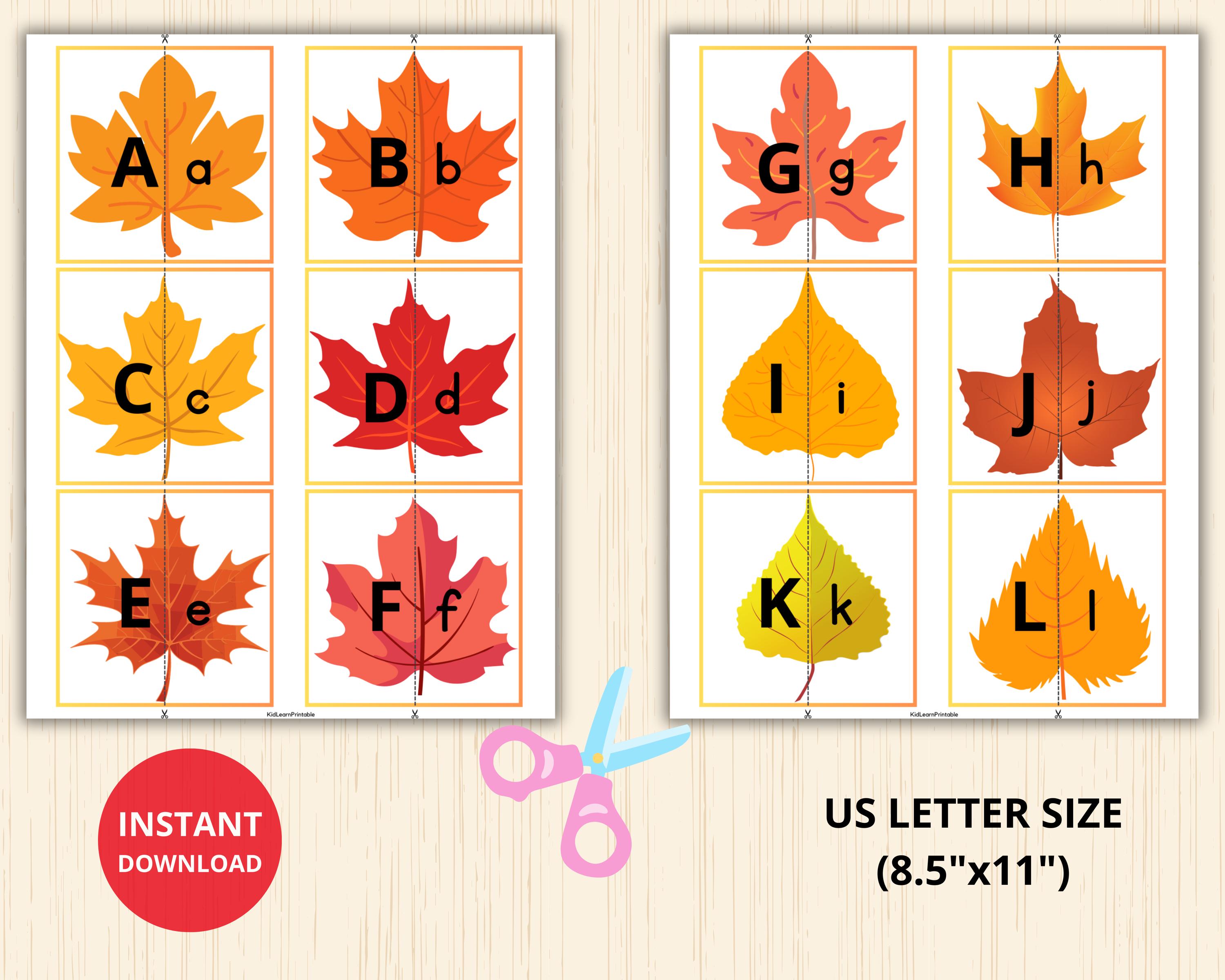 Leaf Letter Matching Puzzle,fall Puzzle Pairs,fall Alphabet Match ...