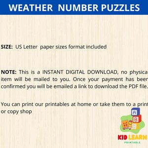 Weather Number Matching,printable Puzzle,counting Activity,preschool ...