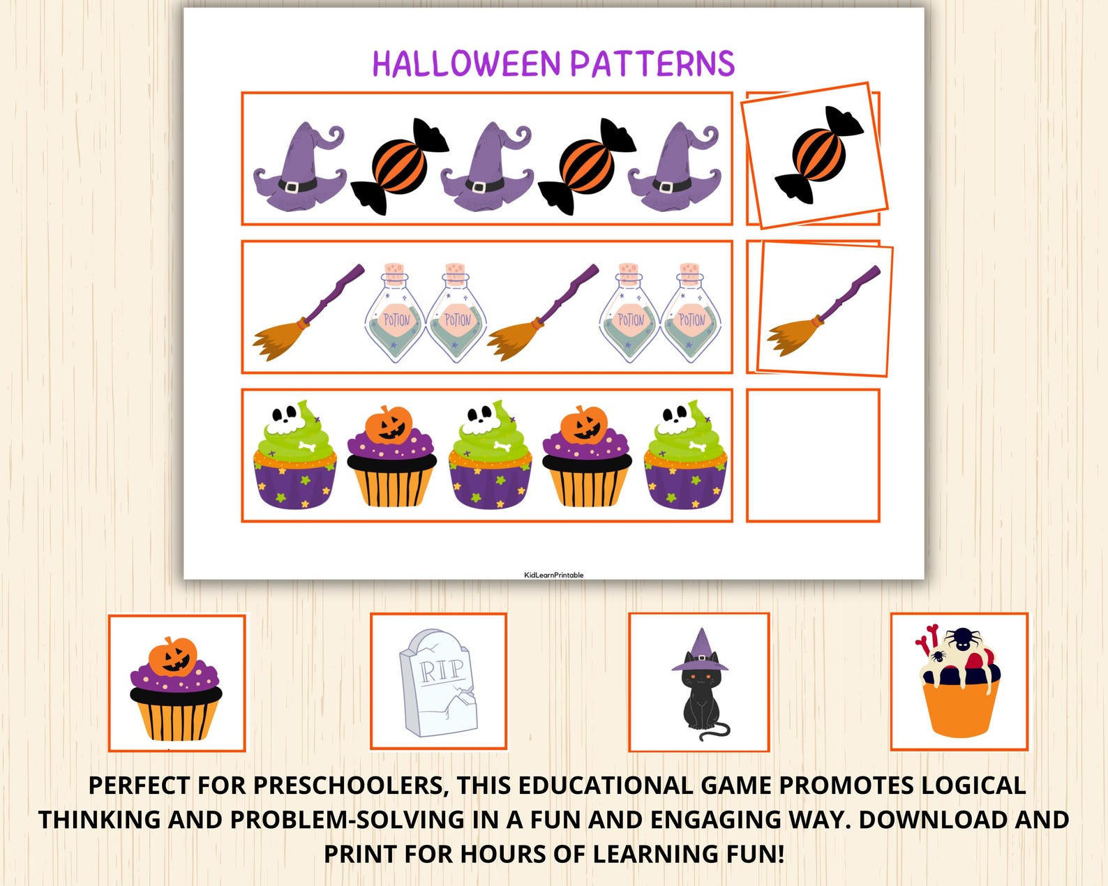 Halloween Patterns,halloween Montessori,pattern Worksheet,homeschool ...