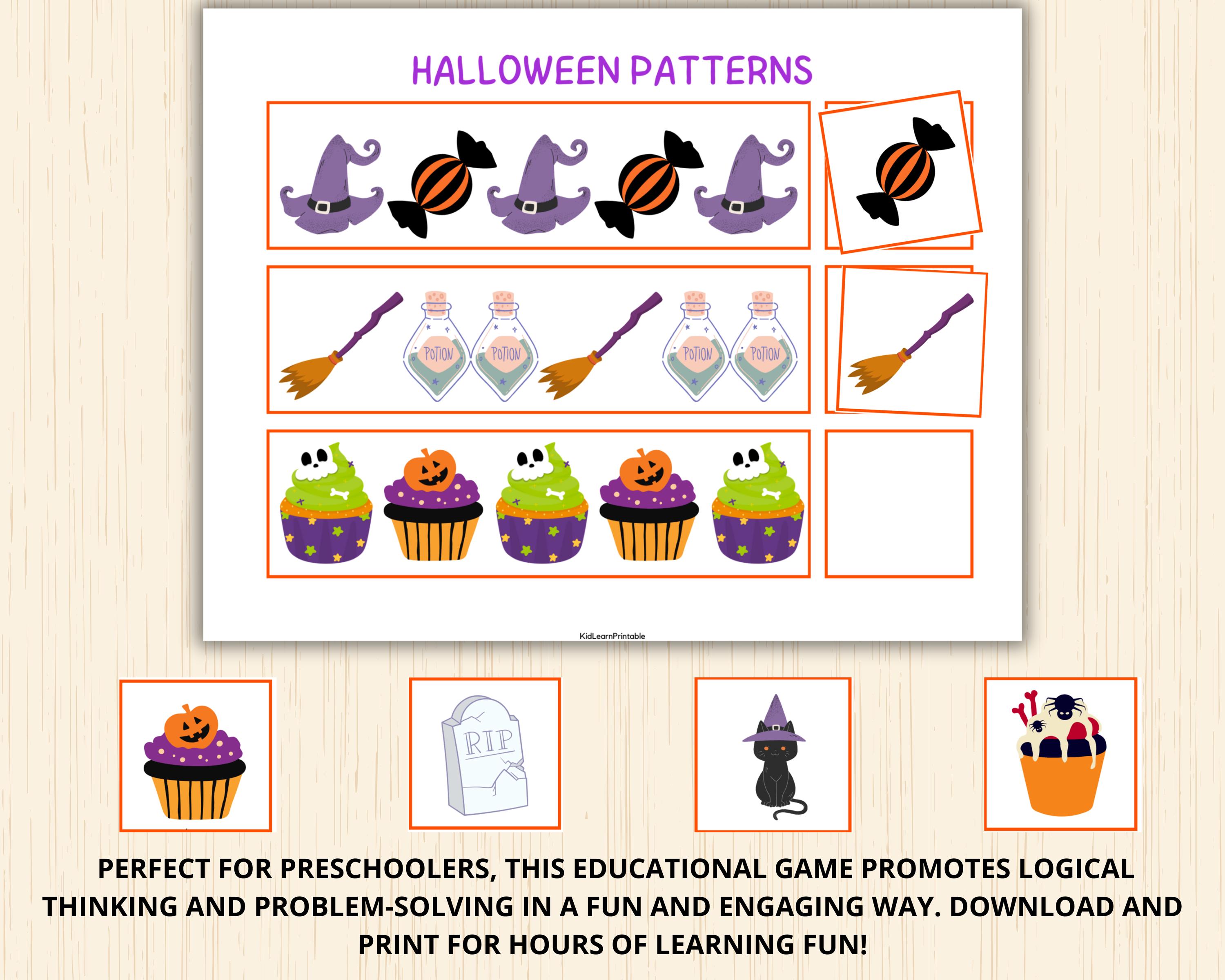 Halloween Patterns,halloween Montessori,pattern Worksheet,homeschool ...