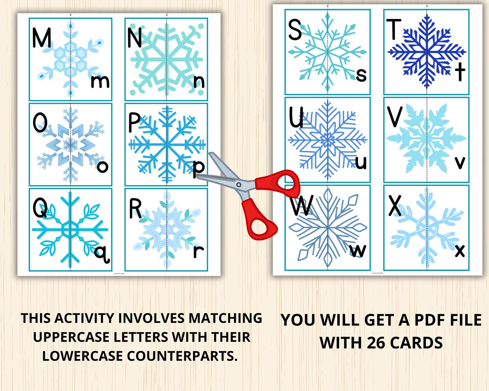 Snowflake Alphabet Puzzle,snowflake Symmetry Alphabet,winter Alphabet ...