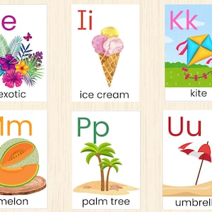 Summer Alphabet Cards,summer Flashcards,summer Montessori,educational ...