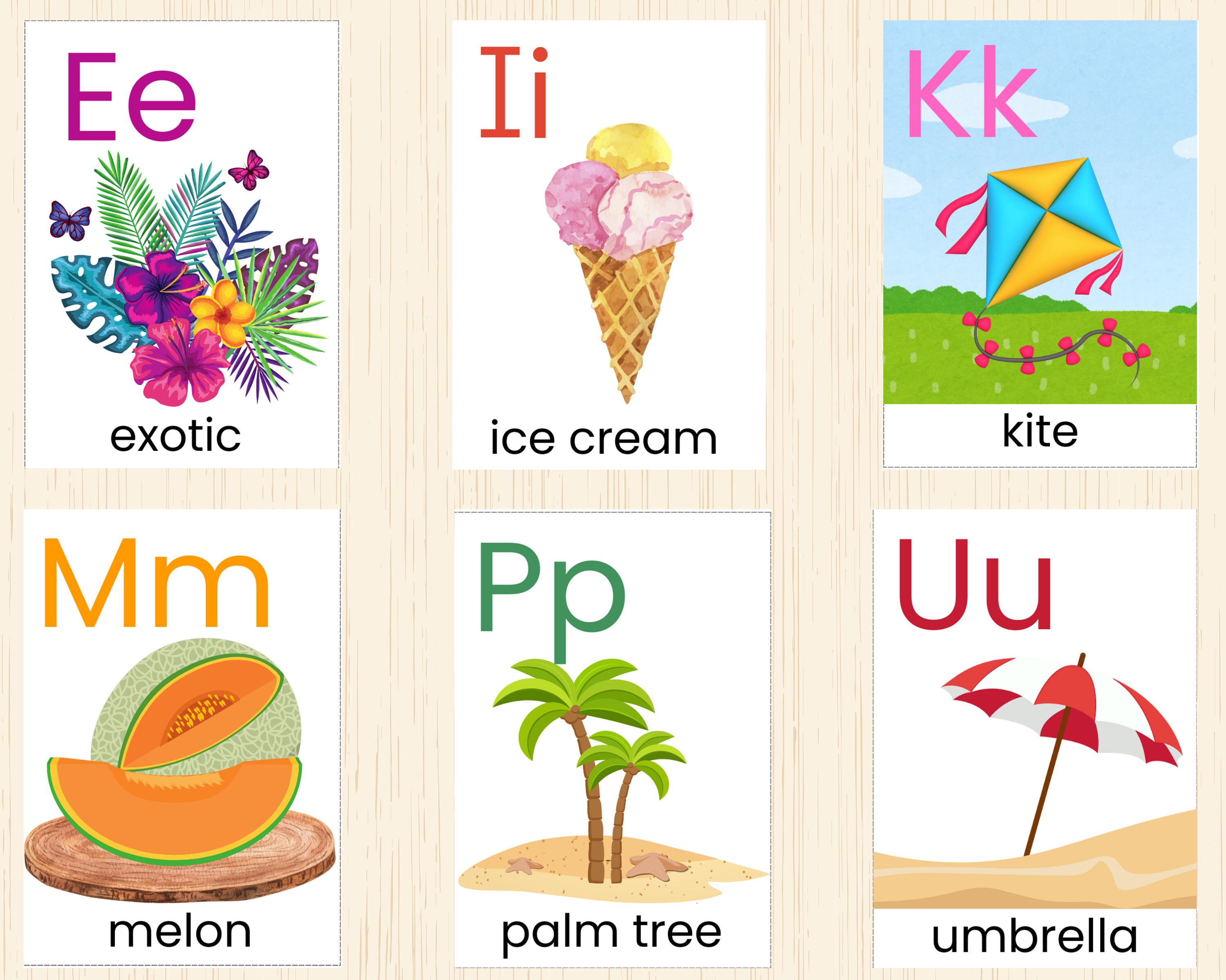 Summer Alphabet Cards,summer Flashcards,summer Montessori,educational ...