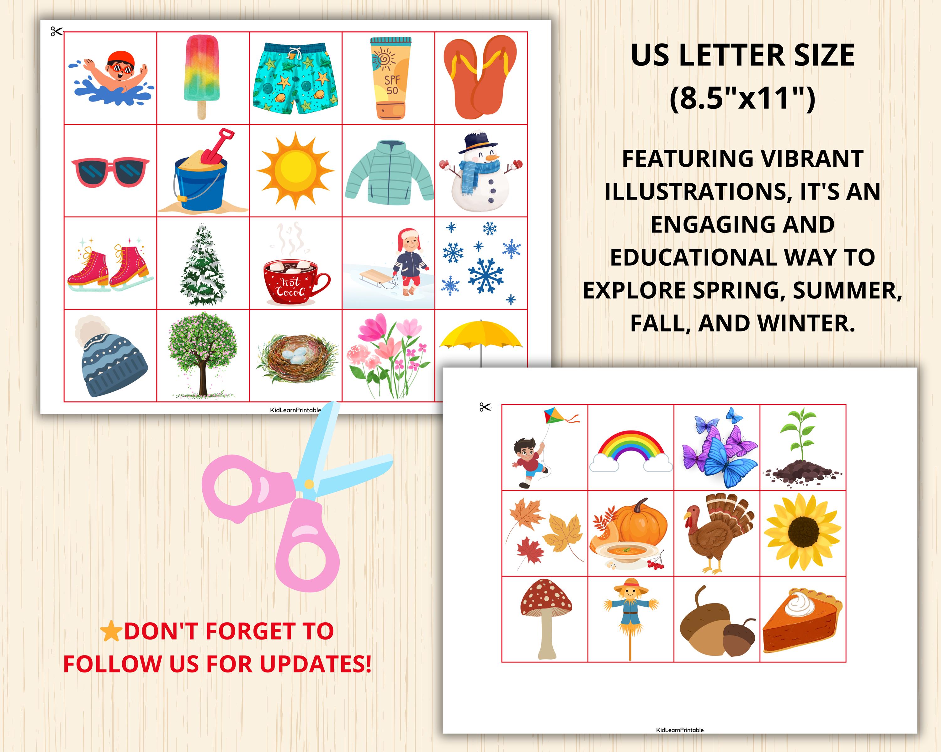 Seasons Sorting Mats,sort by Season,season Sorting Activity,match the ...