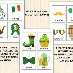 St. Patrick's Day Vocabulary, St Patricks Flash Card,st. Paddy's Day ...