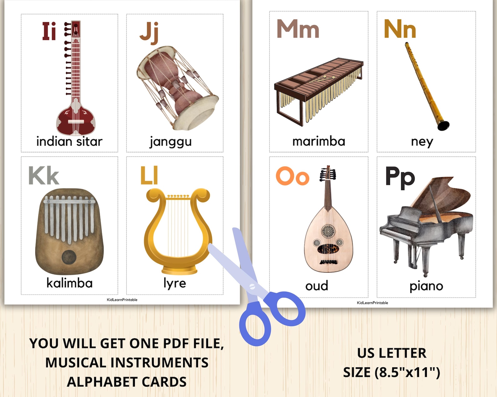 Musical Instruments Alphabet Cards,music Instruments Flashcards,music ...