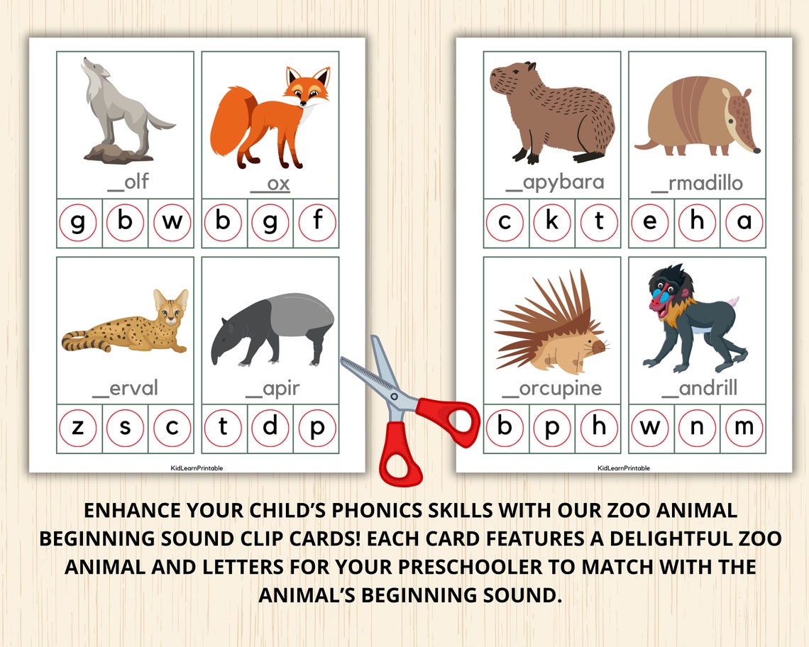 Zoo Animals Beginning Sounds,zoo Montessori,animals Preschool,preschool ...