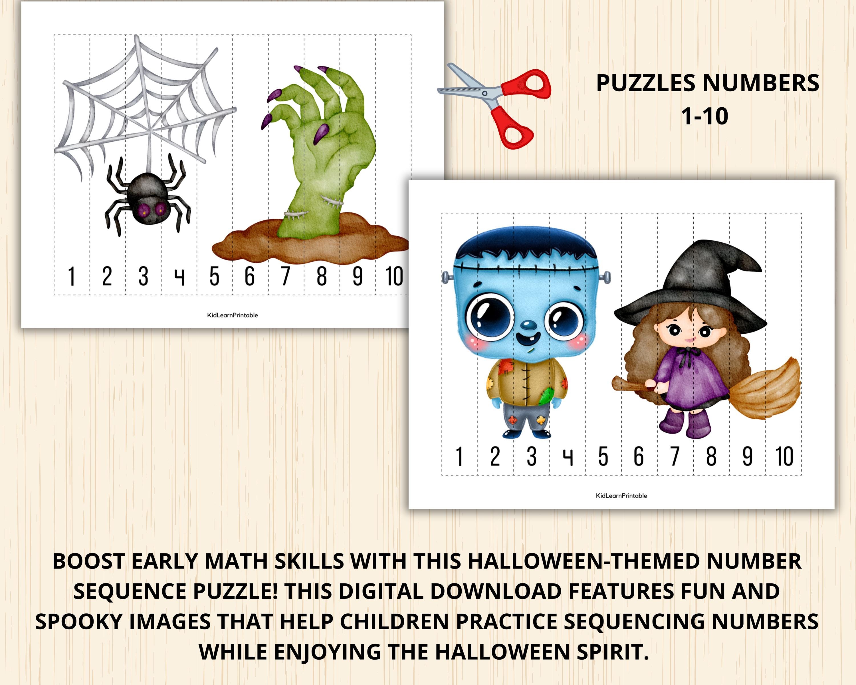 Halloween Number Puzzles,halloween Montessori,halloween Number Sequence ...
