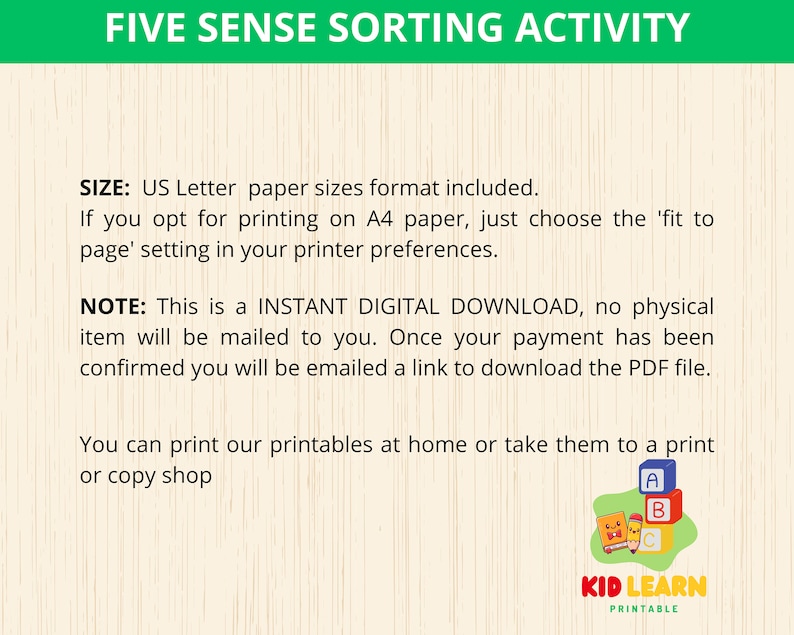 Five Senses Sorting Activity, 5 Sense Activities,5 Senses ...