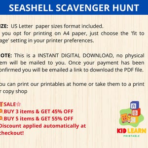 Seashell Scavenger Hunt,ocean Treasure Hunt,ocean Scavenger Hunt ...