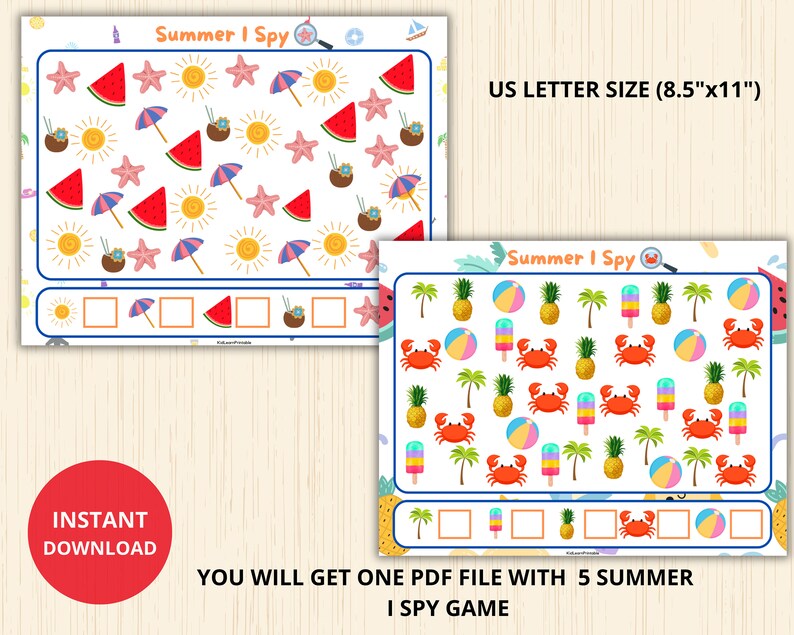 Summer I Spy,counting Activity,look and Find,summer Preschool ...