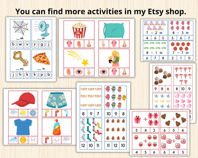 Valentine Count and Clip Cards,valentine's Day, Preschool Activity ...