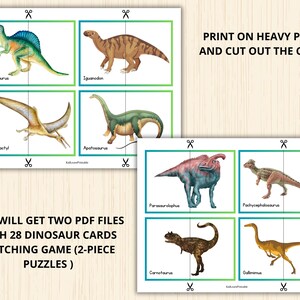 Dinosaur Flashcard,halves Matching,dinosaur Montessori,dinosaur ...