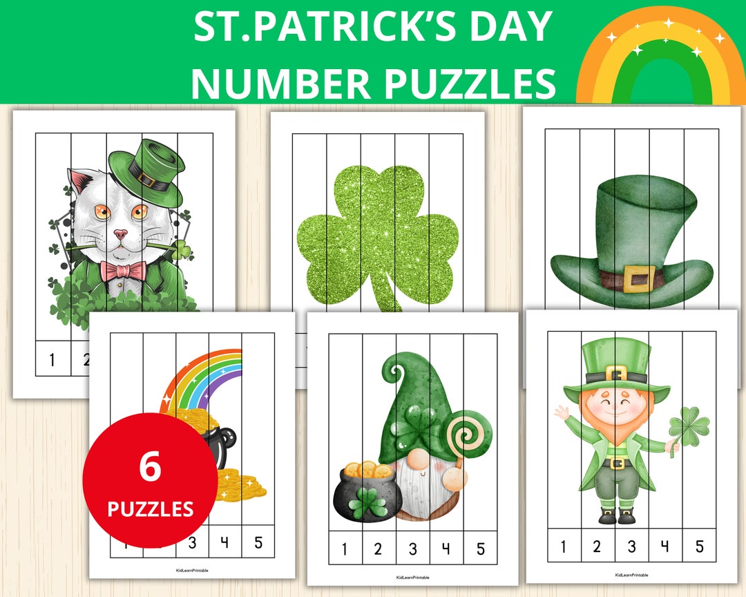 St. Patrick's Day Number Puzzles, Montessori Spring Printable,number ...