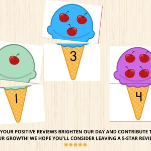 Ice Cream Numbers Matching,sort and Match Game,number Matching Ice ...
