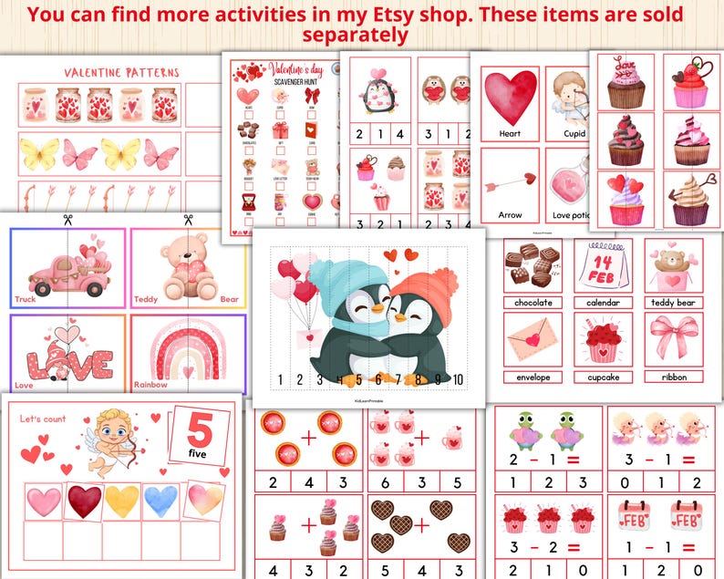 Heart Matching Game,valentine's Day Matching Activity,two Pieces Puzzle ...