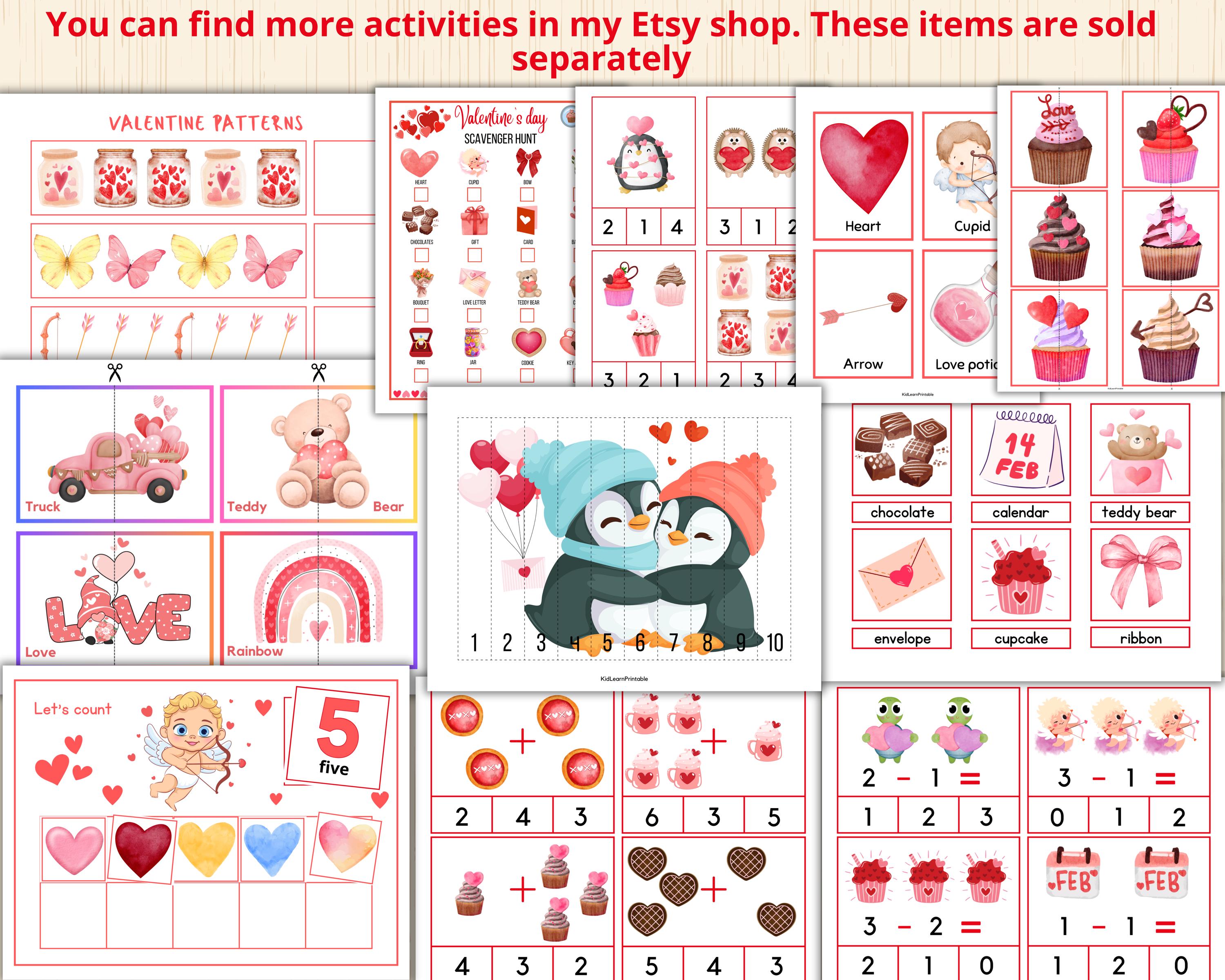 Heart Matching Game,valentine's Day Matching Activity,two Pieces Puzzle ...