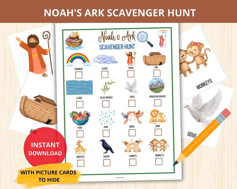 Noahs Ark Scavenger Hunt,bible Scavenger Hunt,christian Activity Kids ...