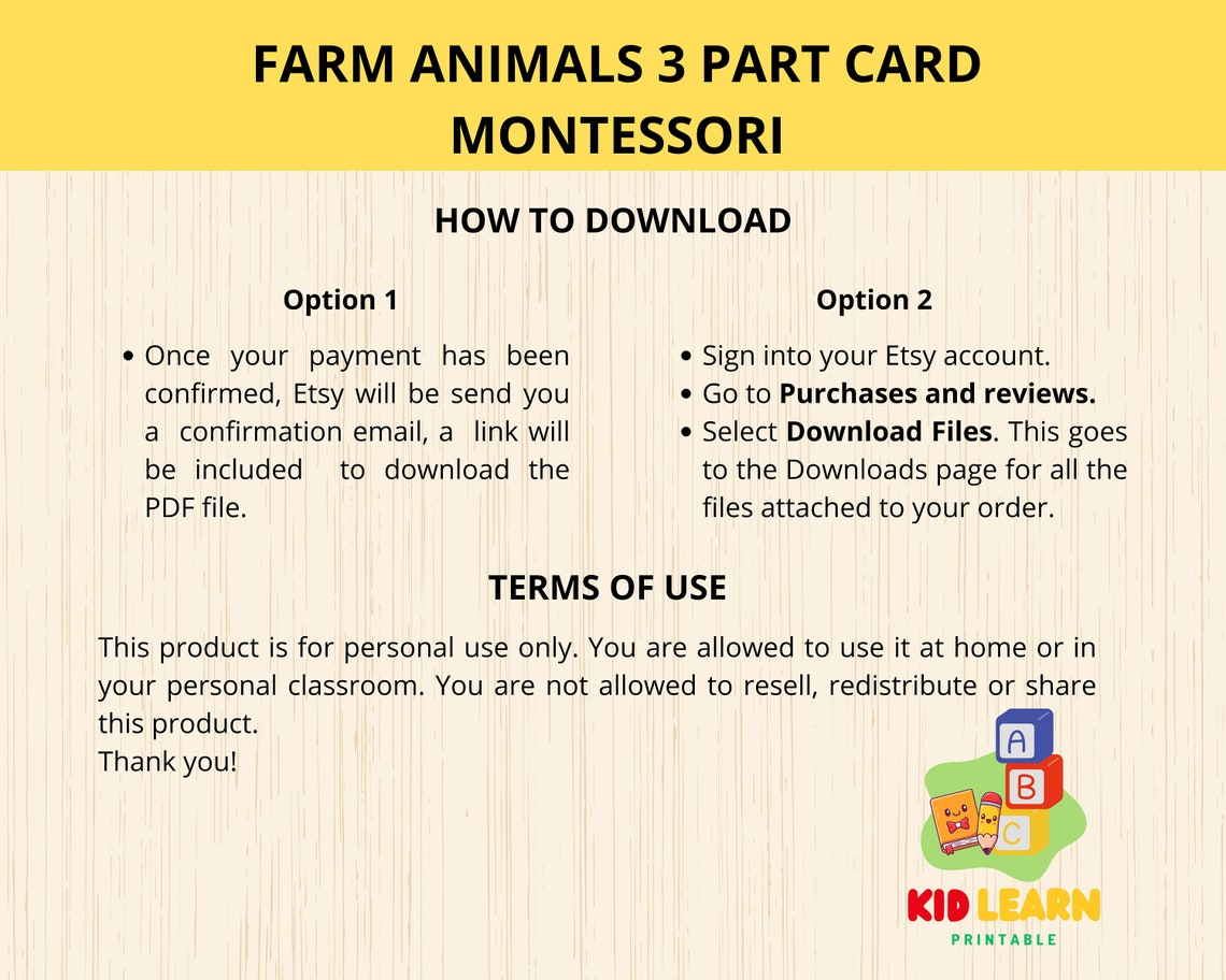 Farm Animals Montessori 3 Part Cards, Montessori Flash Cards, Farm ...