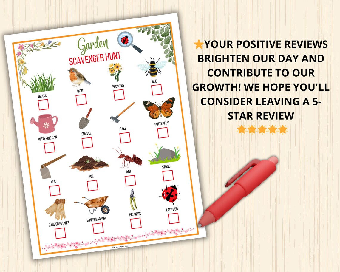 Gardening Scavenger Hunt,garden Treasure Hunt,backyard Scavenger Hunt ...