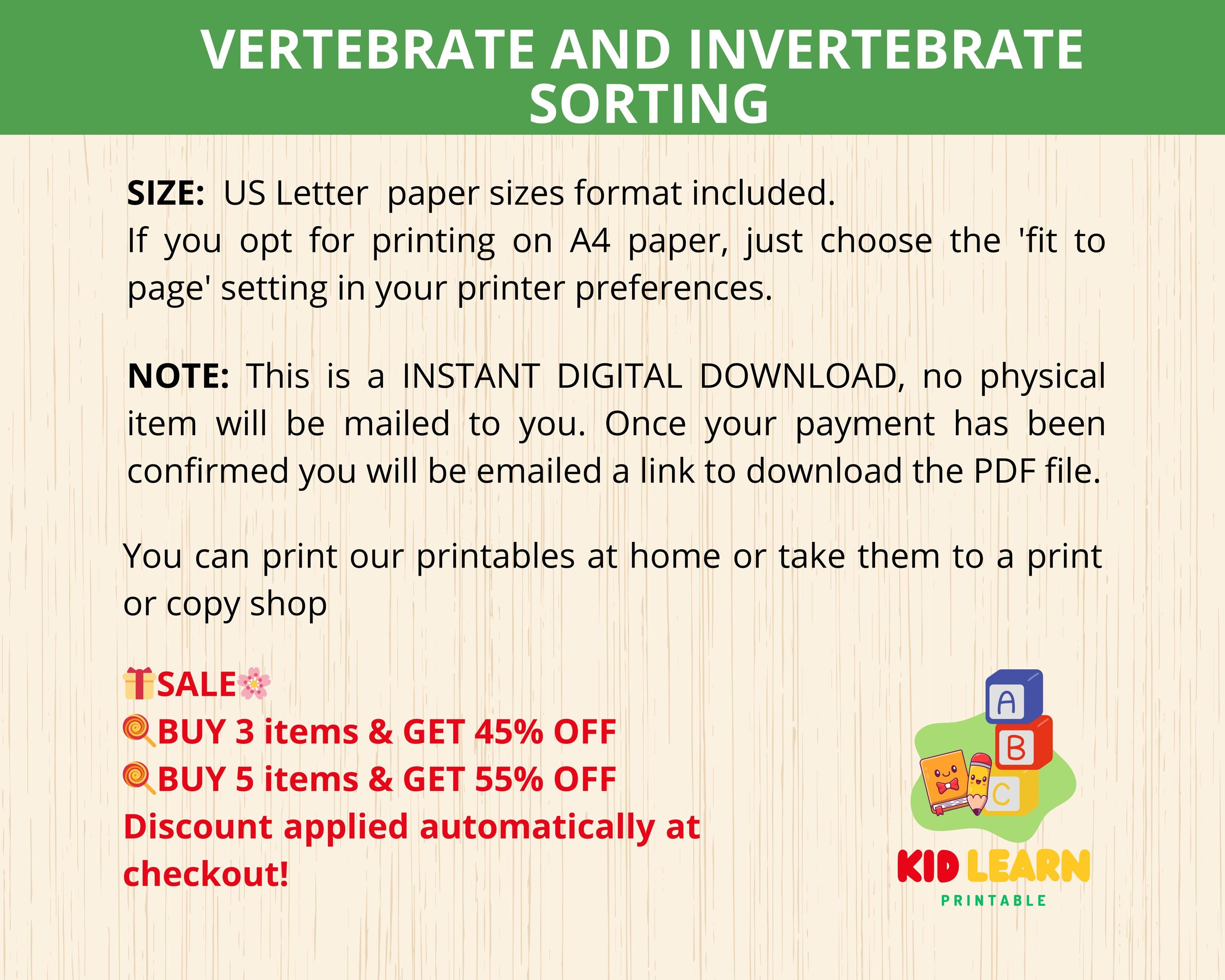 Animal Sorting Game,vertebrates and Invertebrates Sorting Cards,animal ...