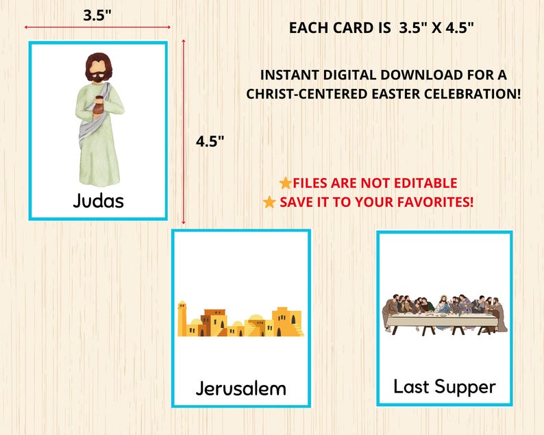 Easter Story Flashcards,religeous Easter Flash Cards,christian Easter ...