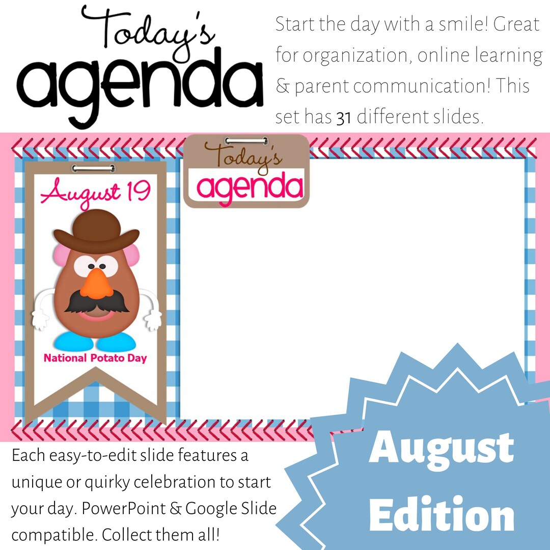 Daily Slides Augusteditable for Powerpoint/google Slides - Etsy