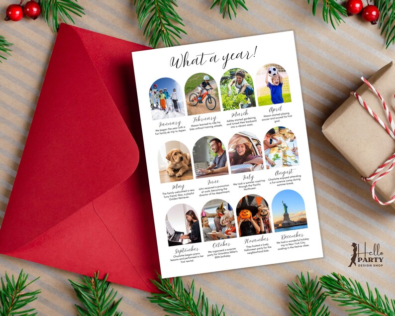 Editable Year in Review Christmas Card Template, What A Year Card Photo ...