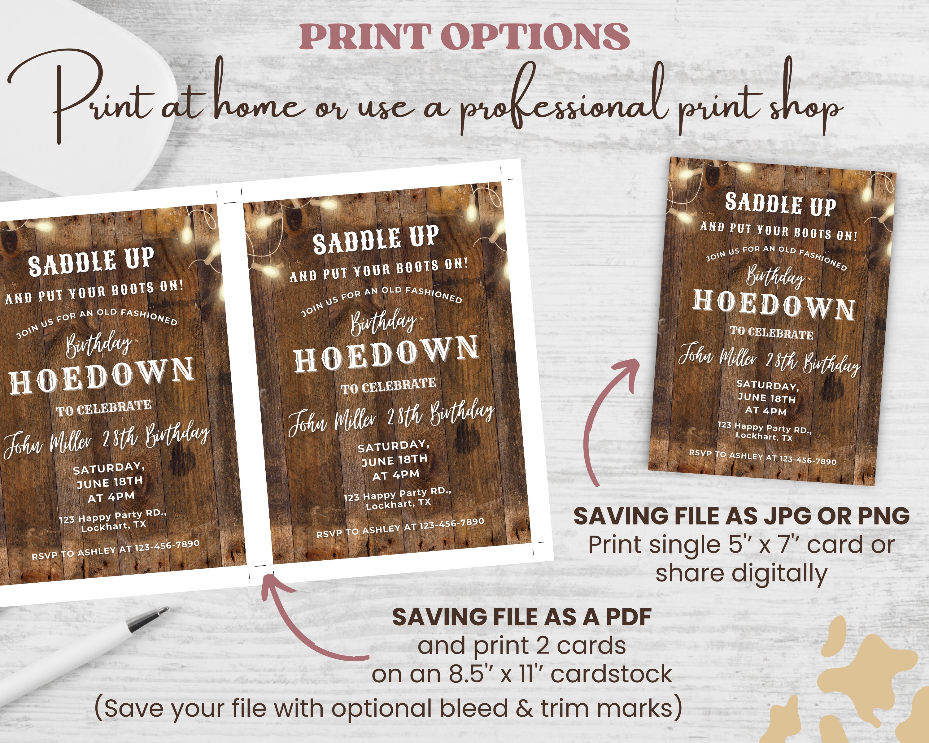 Editable Western Hoedown Birthday Party Invitation cowboy Digital ...