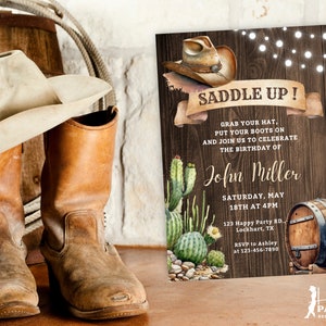 Editable "saddle Up" Birthday Party Invitation - Cowboy Boots Digital ...