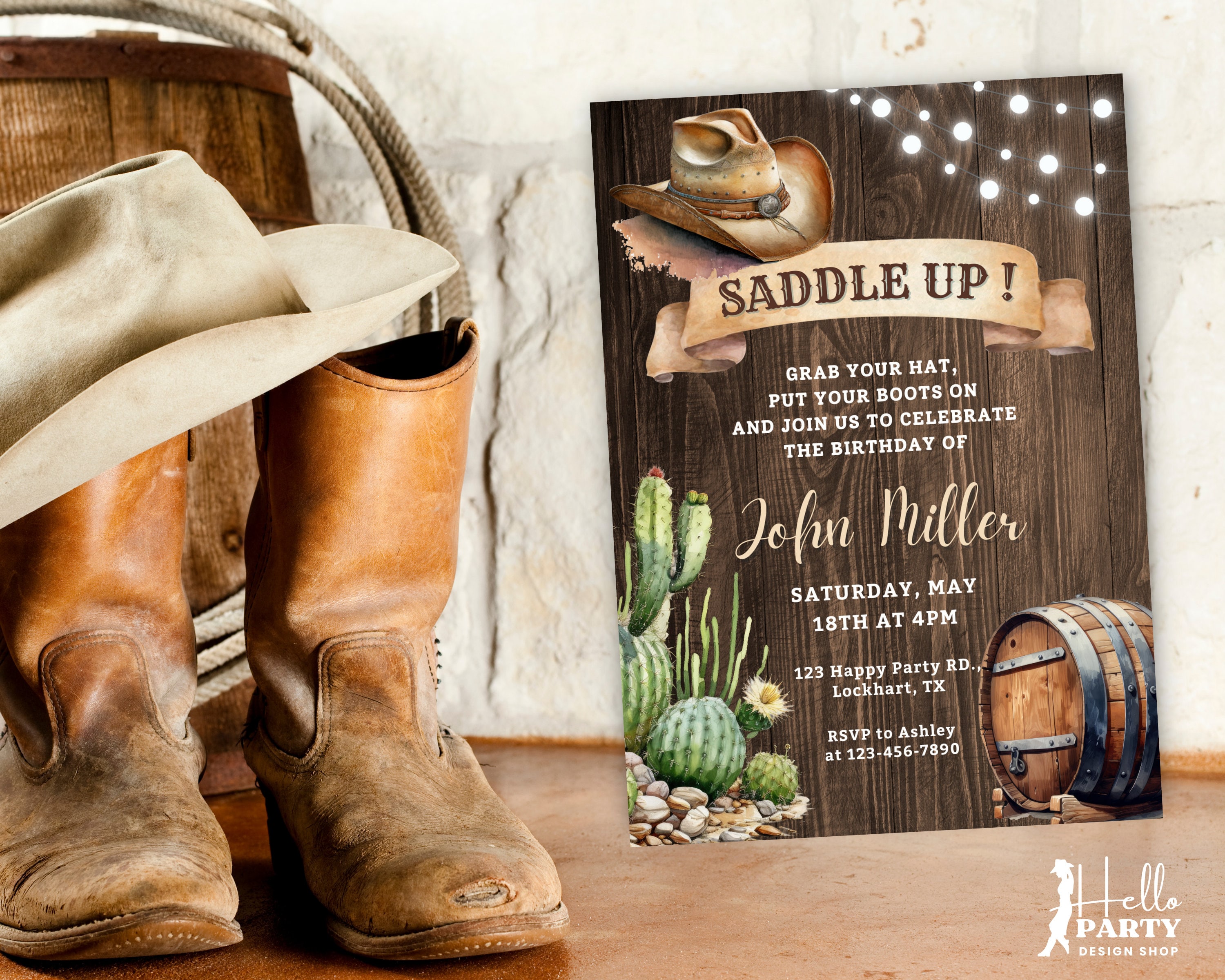 Editable "saddle Up" Birthday Party Invitation - Cowboy Boots Digital ...