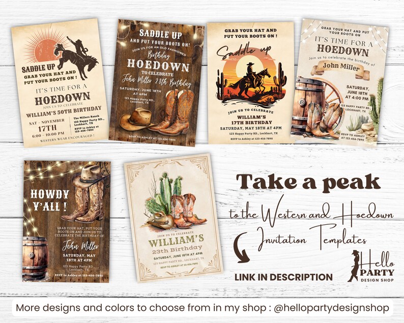 Hoedown Birthday Throwdown Bonfire Beer BBQ Invitation, Western Cowboy ...