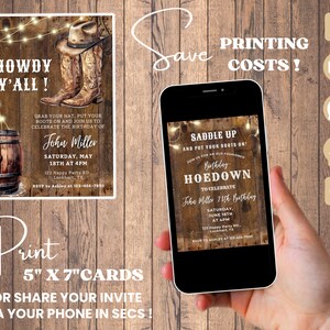 Editable Howdy Y'all Birthday Party Invitation -western Cowboy Digital ...