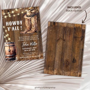 Editable Howdy Y'all Birthday Party Invitation -western Cowboy Digital ...