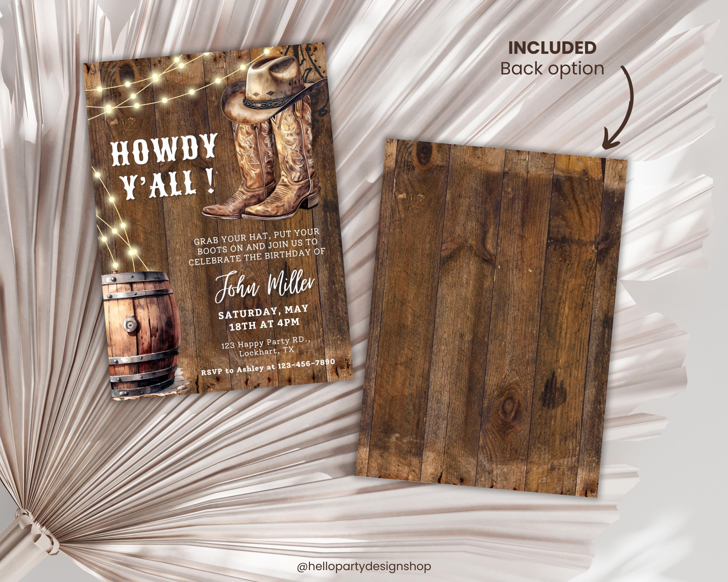 Editable Howdy Y'all Birthday Party Invitation -western Cowboy Digital ...