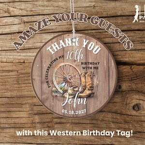 Editable Western Tags, Printable Birthday Party Favor Tag, Western ...