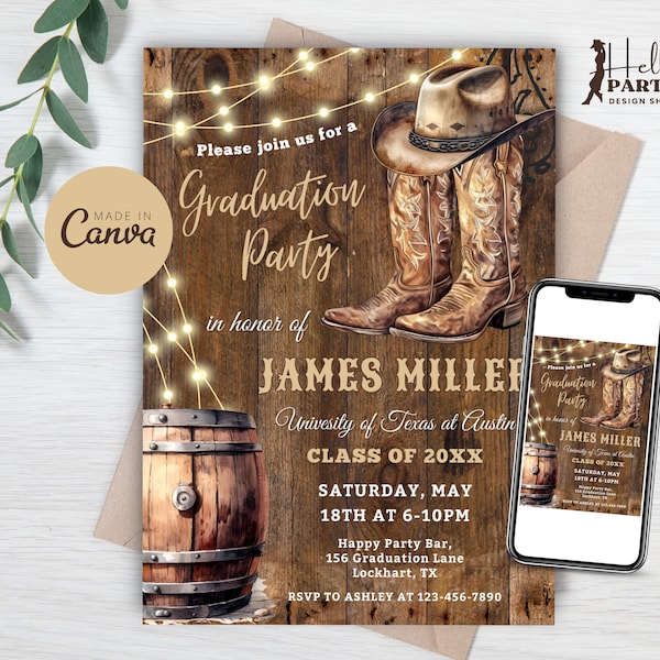 Cowboy Graduation Invites - Etsy