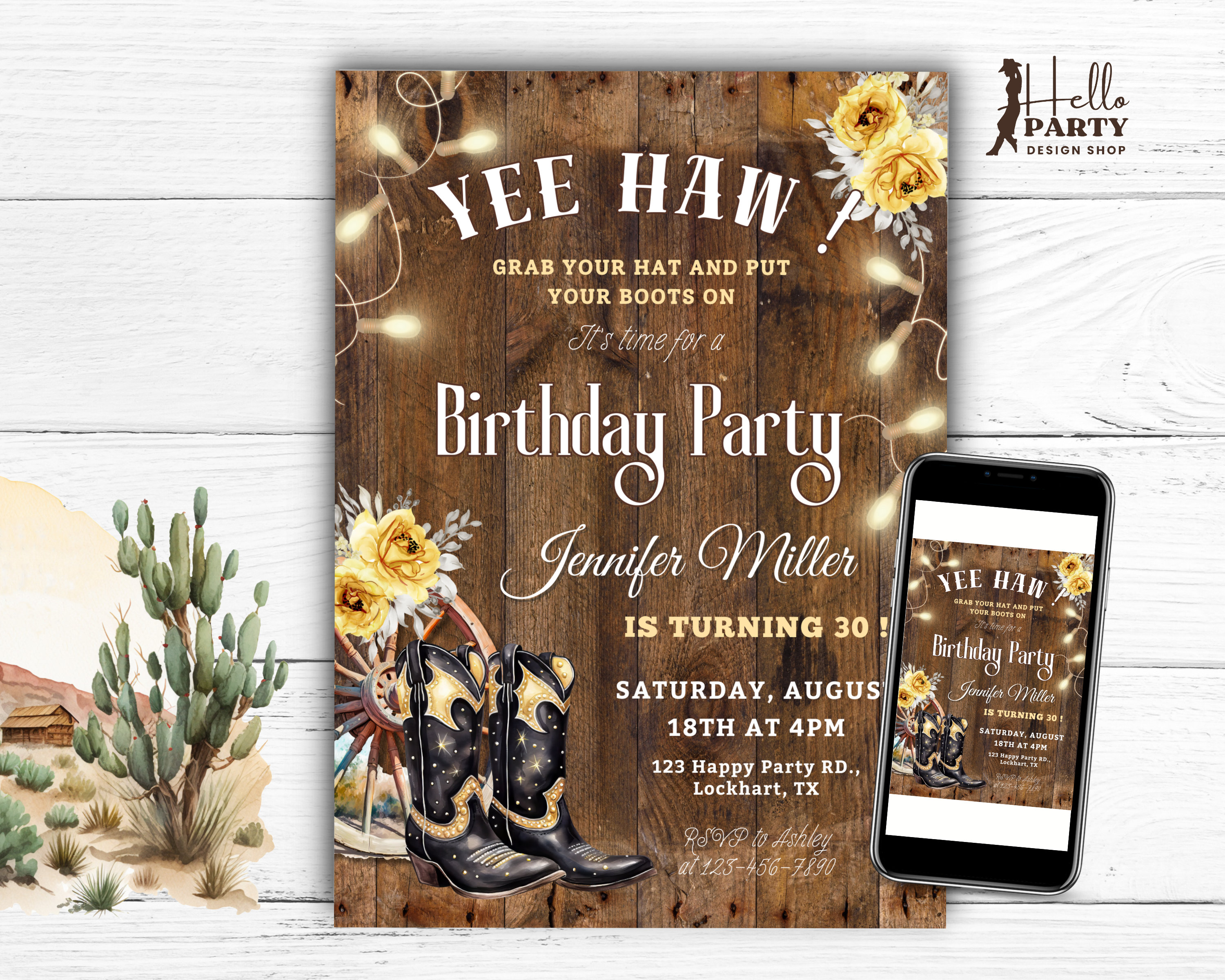 Western Birthday Party Invitation Templates Western Birthday Party