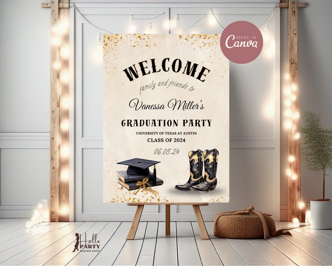 Western Graduation Party Welcome Sign Digital Rustic Poster College ...