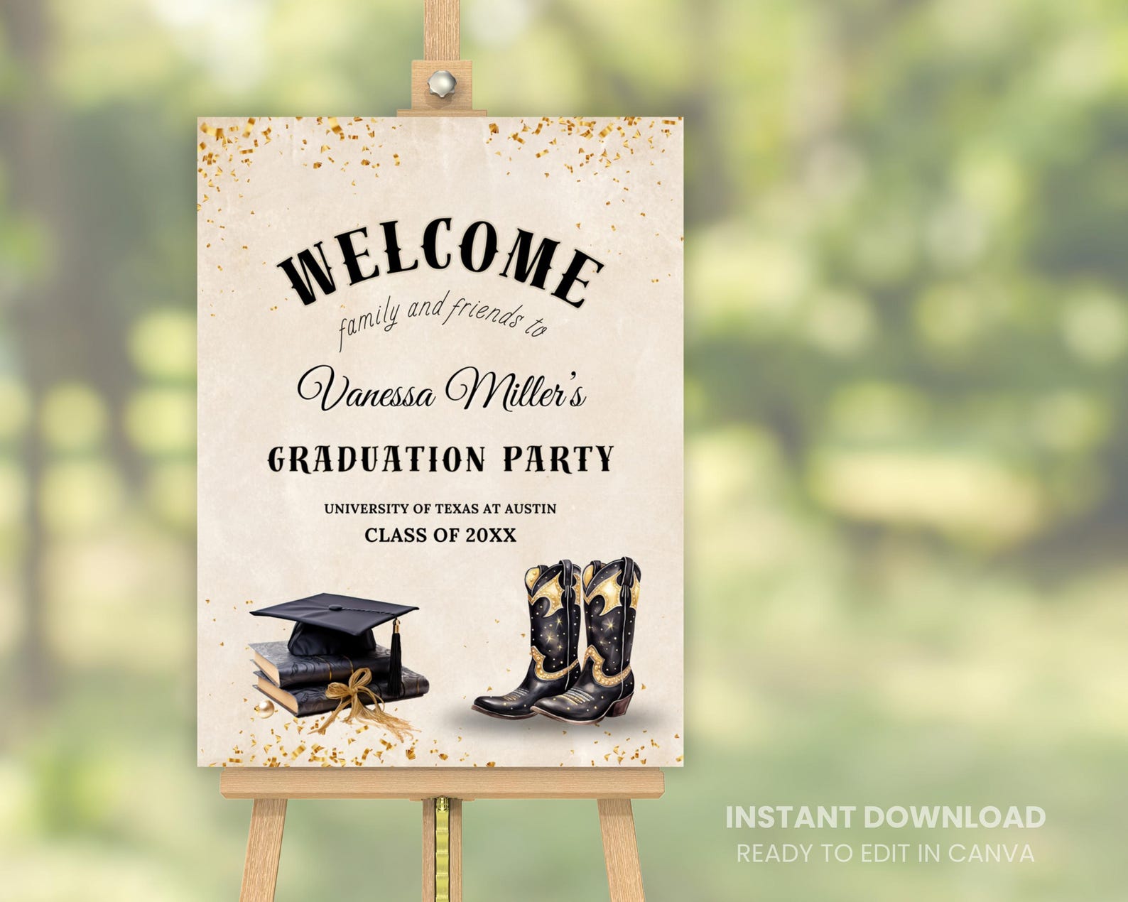 Girl Western Graduation Party Welcome Sign, Cowgirl College Grad, Boots ...