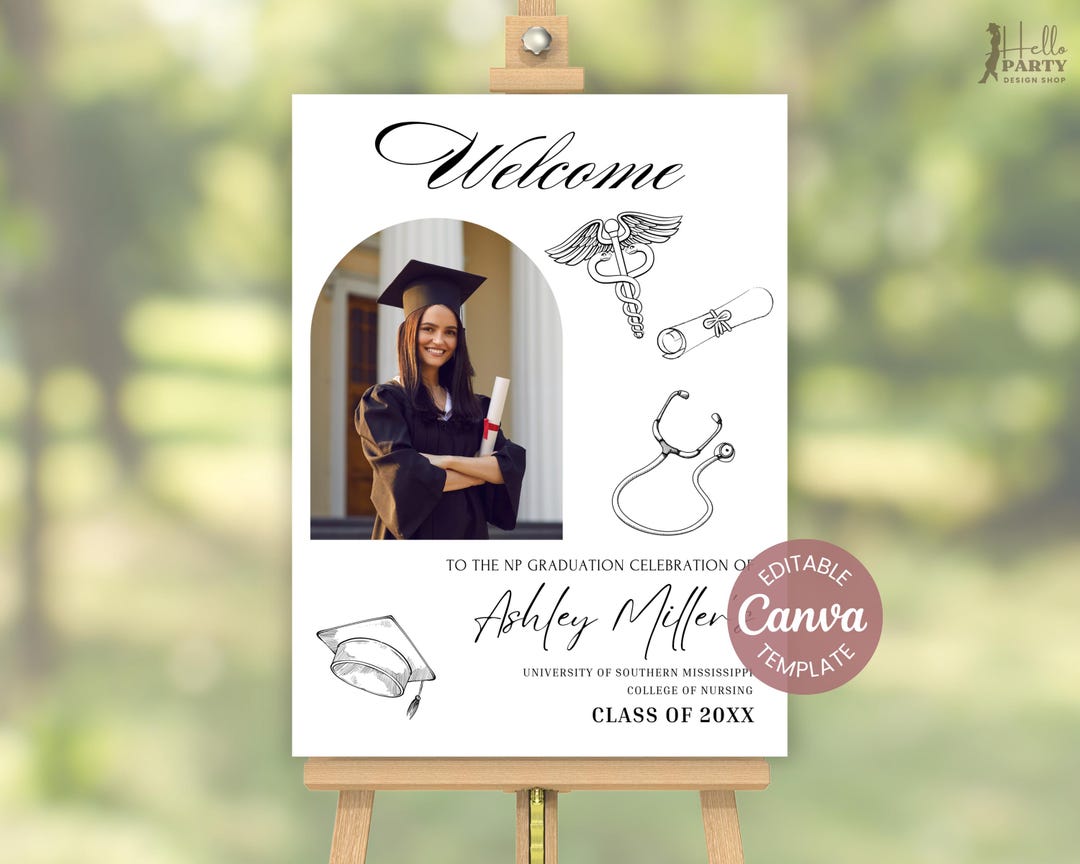 Editable Nursing Graduation Party Photo Invitation - Nurse Practitioner ...